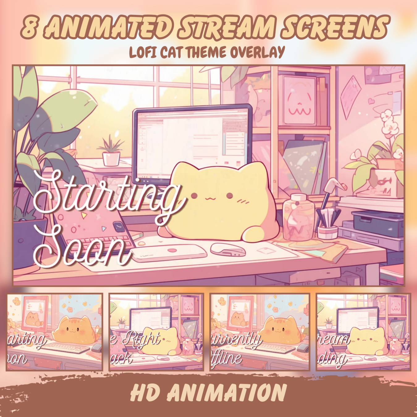 Twitch Overlay Stream Package Lofi Cute Cat Overlay – greatvtubers
