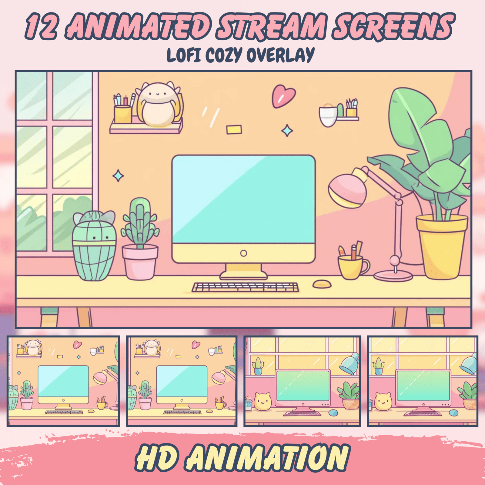 Retro overlay Stream package Twitch overlay Lofi Retro Overlay ...