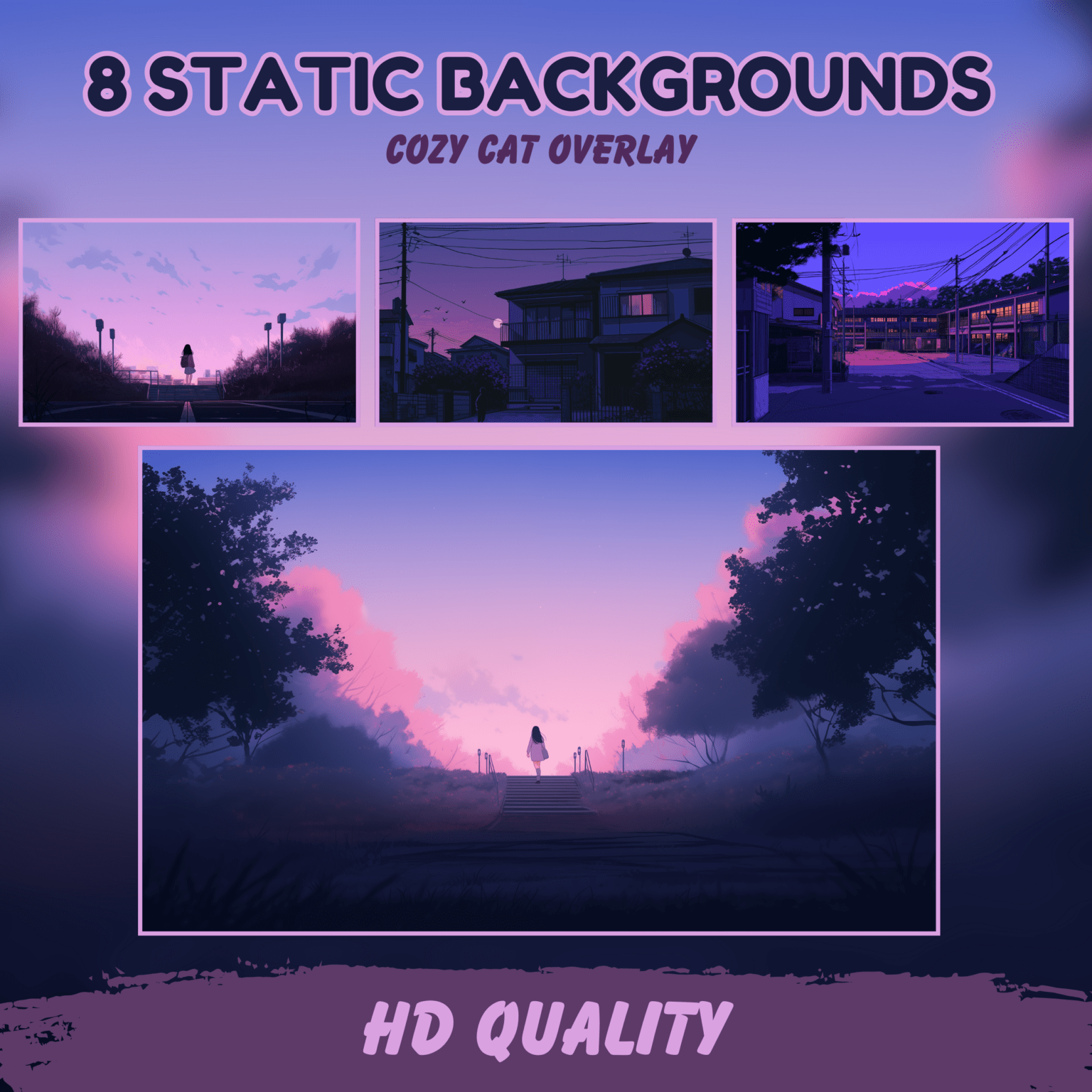 Music Night Twitch overlay stream package Lofi Twitch Overlay ...