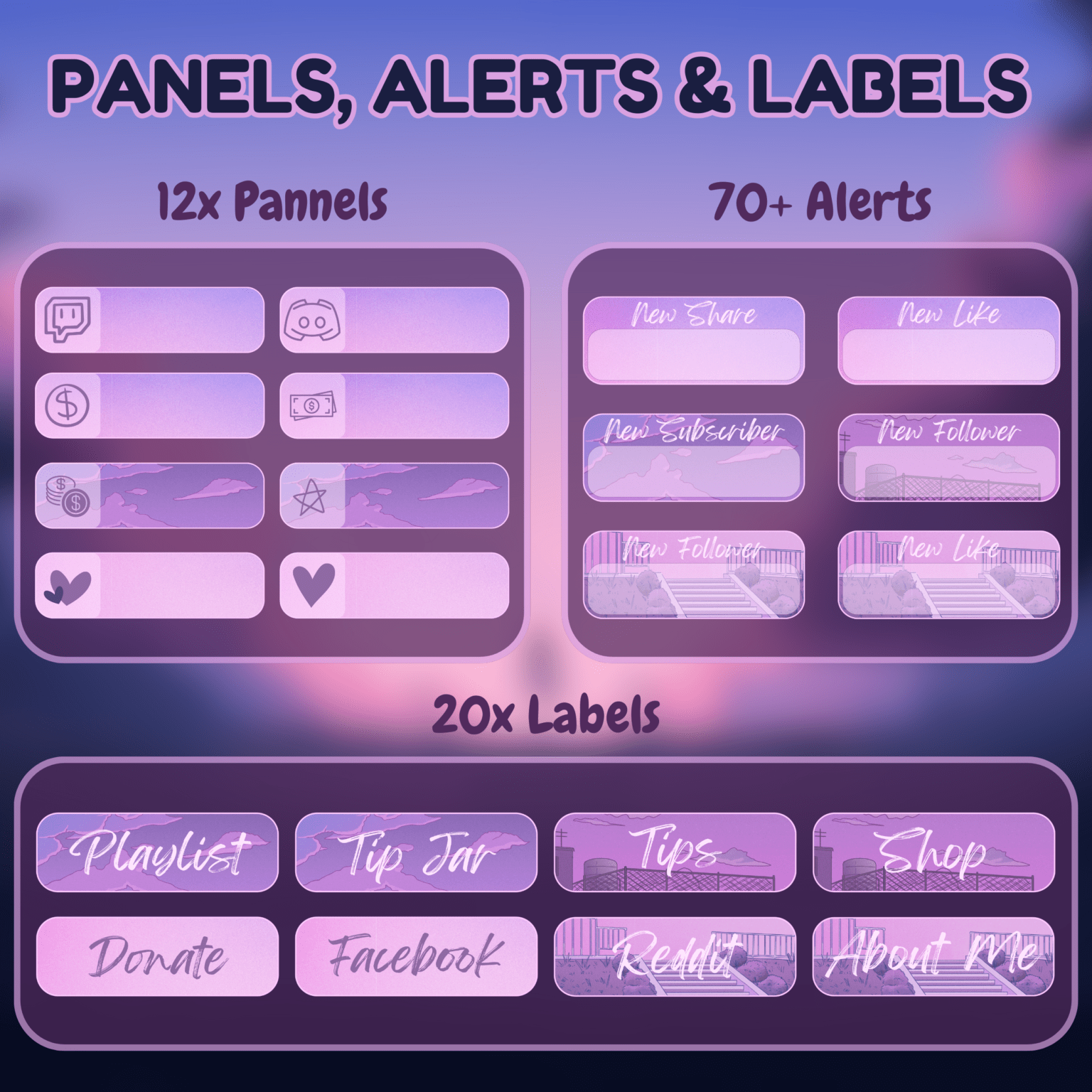 Music Night Twitch overlay stream package Lofi Twitch Overlay ...