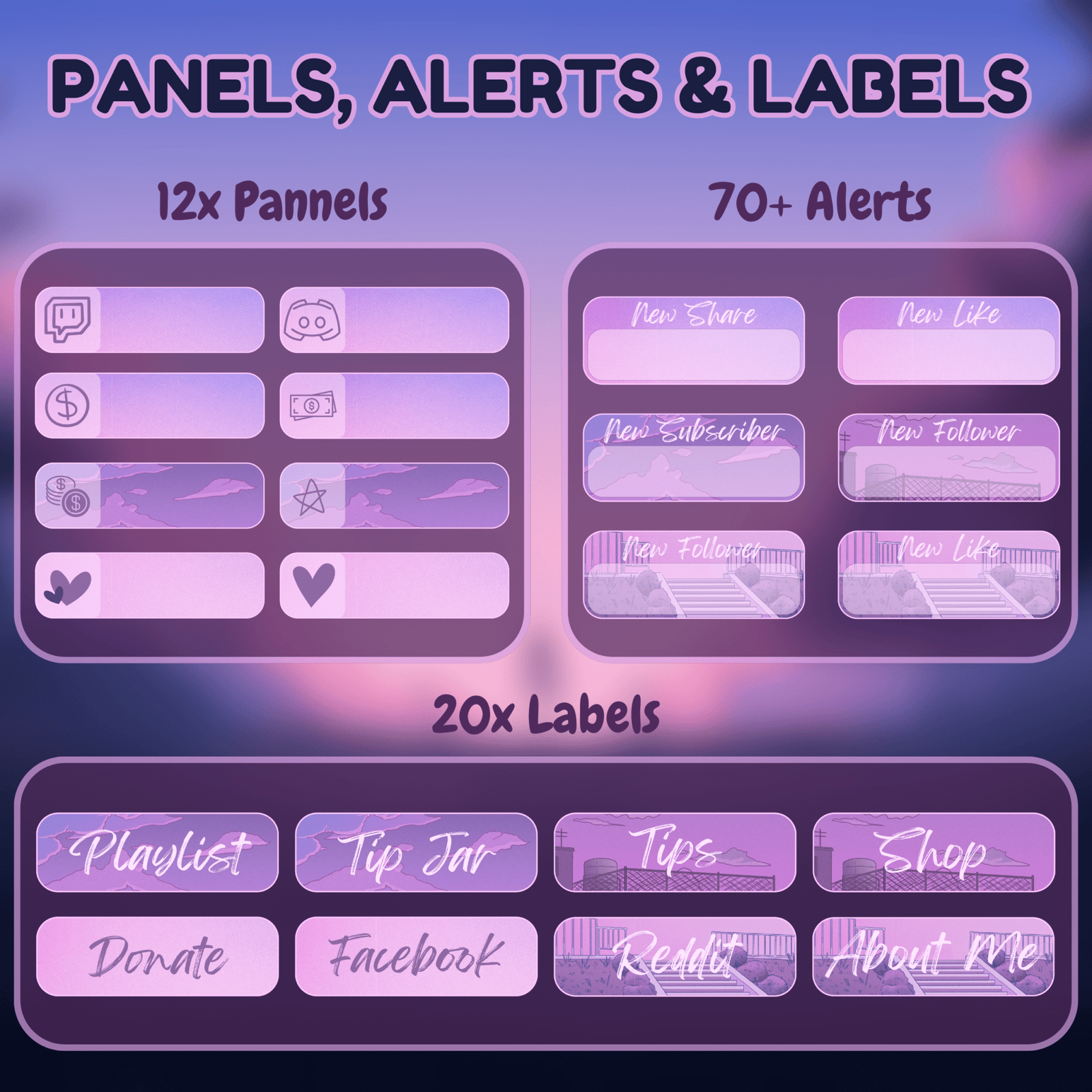 Music Night Twitch overlay stream package Lofi Twitch Overlay ...