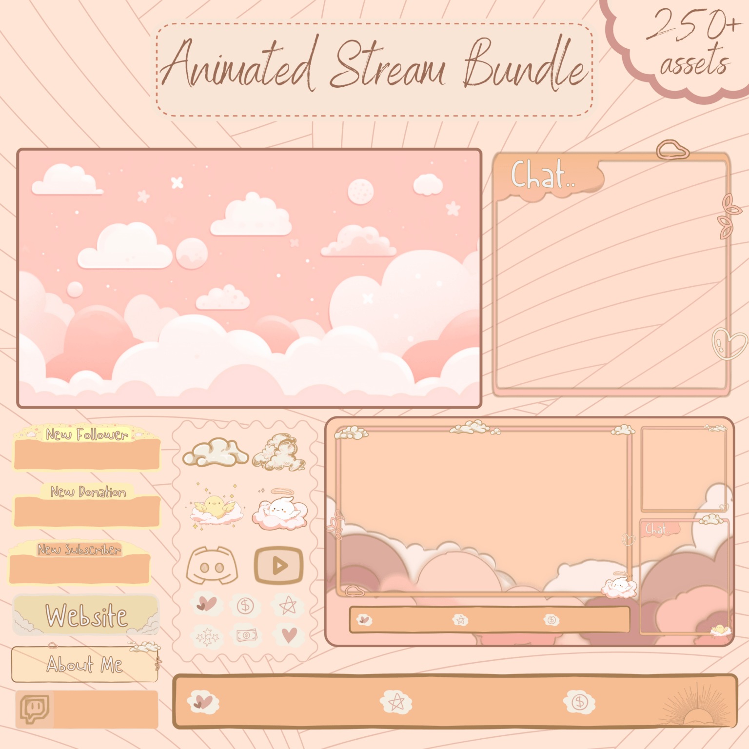 Twitch Overlay Stream Package Lofi Cute Cat Overlay – greatvtubers